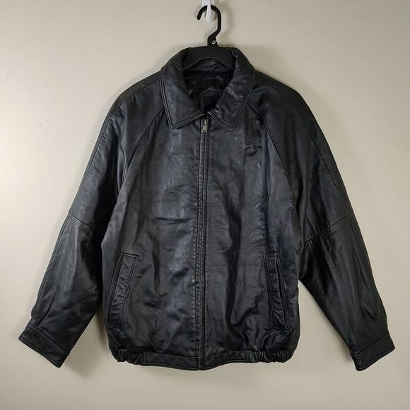 bill blass | Jackets & Coats | Vintage Bill Blass Black Leather Bomber ...